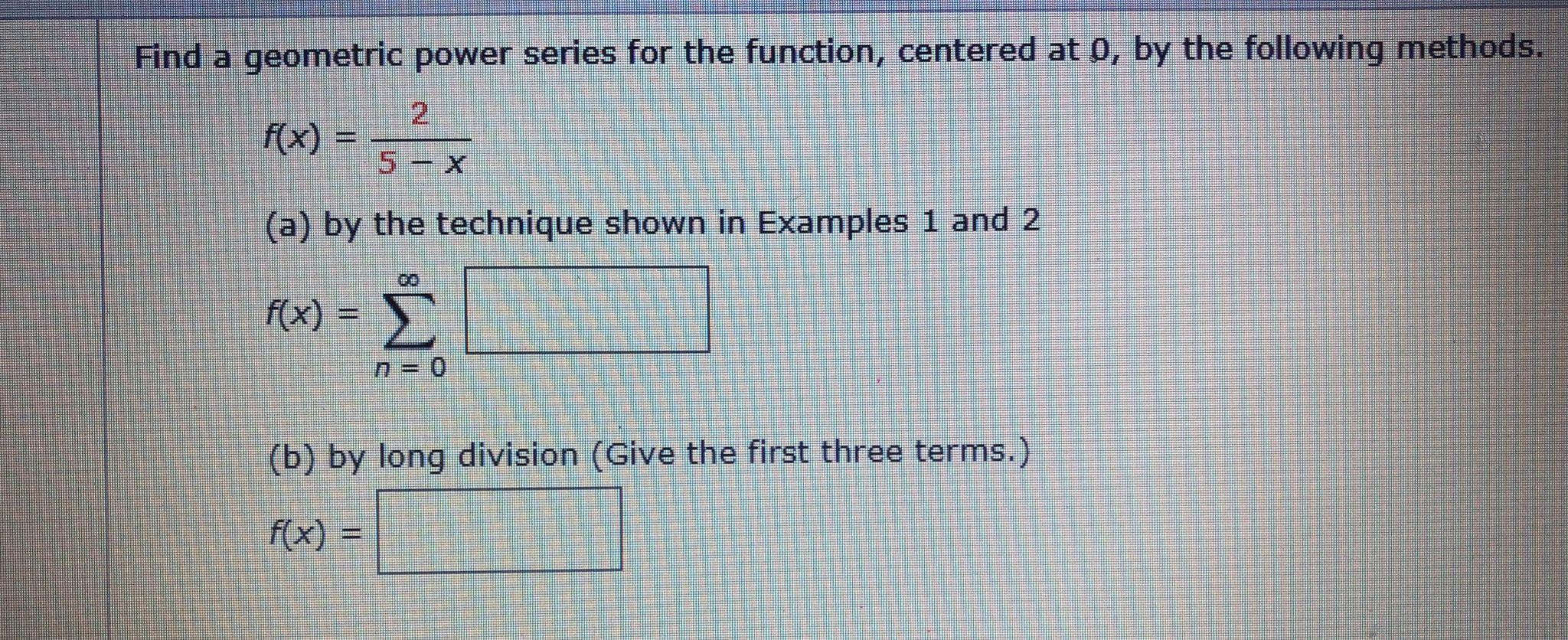 Solved Find a geometric power series for the function, | Chegg.com