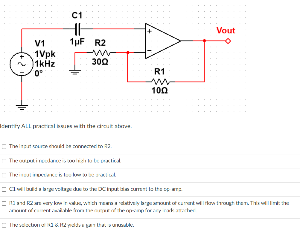 Solved C1 HE 1uF R2 Vout + V1 1Vpk 1kHz 0° 3002 2 R1 w 1022 | Chegg.com