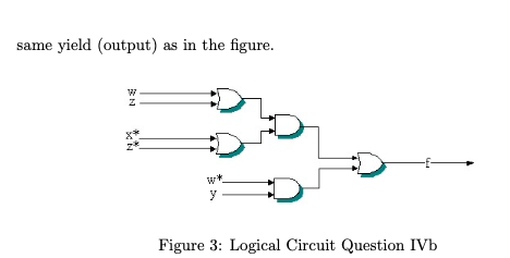 Solved Part b For the logic circuit in Figure 3 f(w, 2, y, | Chegg.com