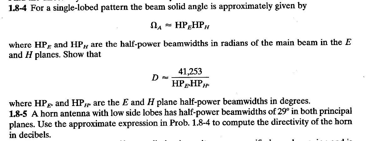 Solved 1.8-4 For a single-lobed pattern the beam solid angle | Chegg.com