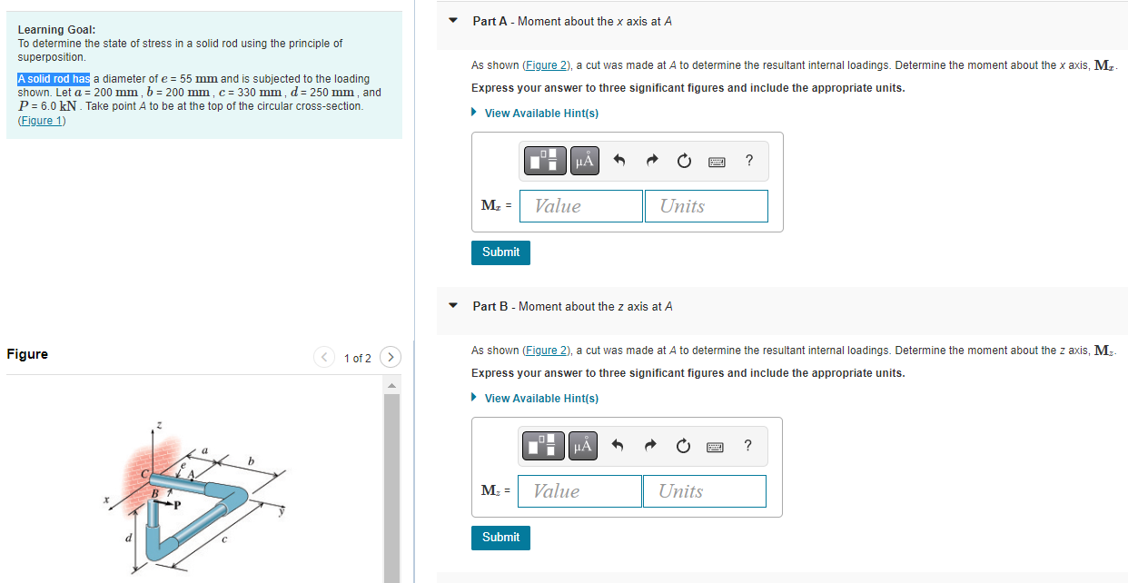 Solved Learning Goal: Part A - Moment about the x axis at A | Chegg.com