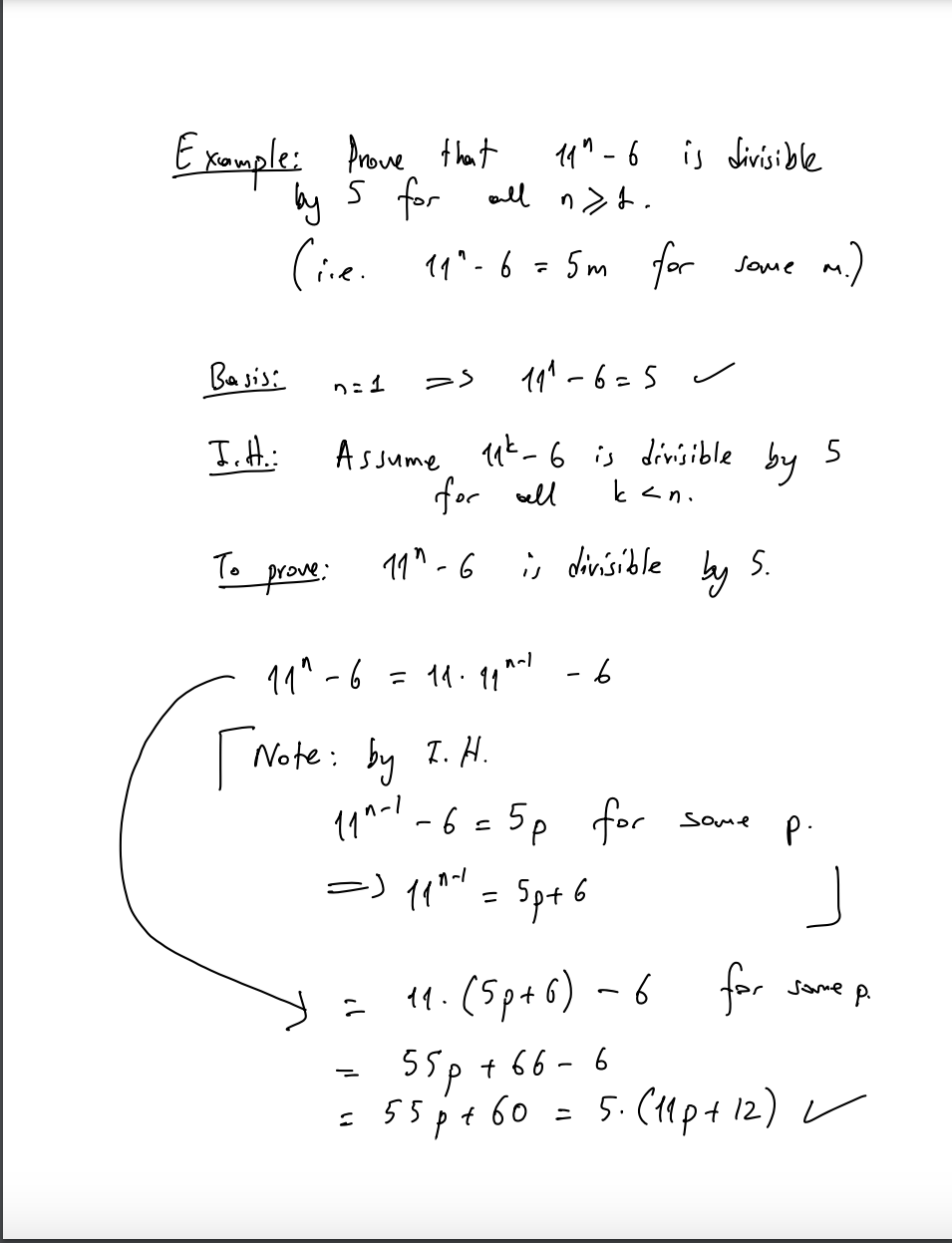 Solved Example: Prove that 11n−6 is divisible by 5 for all | Chegg.com