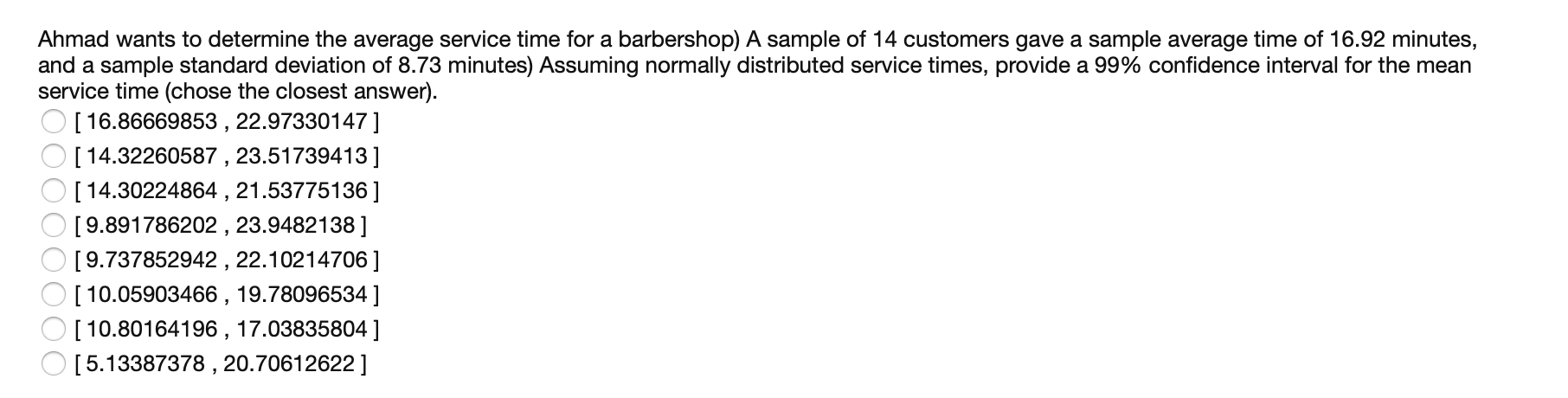 Solved Ahmad wants to determine the average service time for | Chegg.com