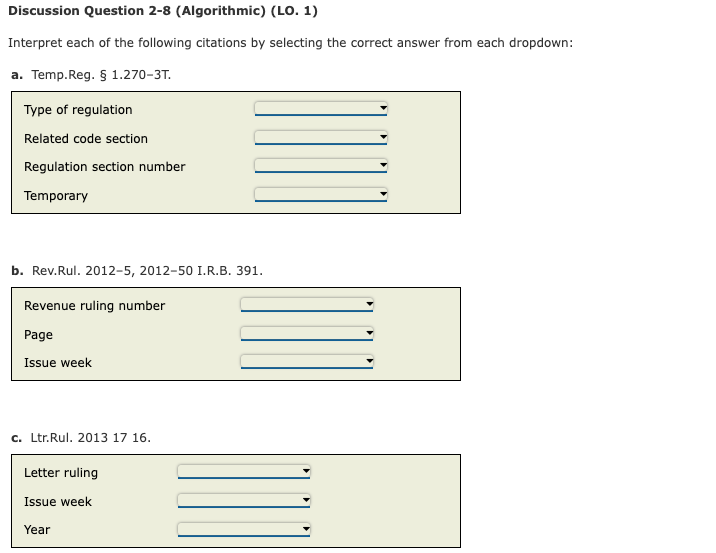 Solved Discussion Question 2-8 (Algorithmic) (LO. 1) | Chegg.com