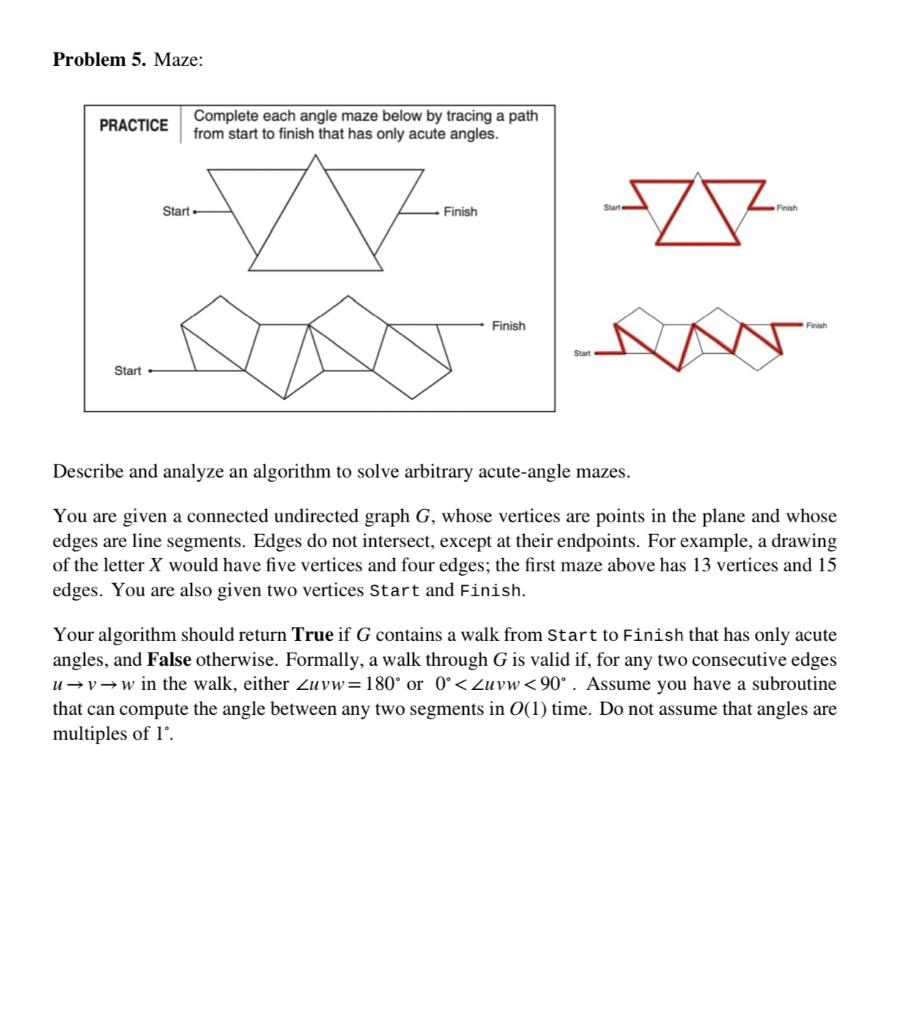 Solved Problem 5. Maze: PRACTICE Complete each angle maze | Chegg.com