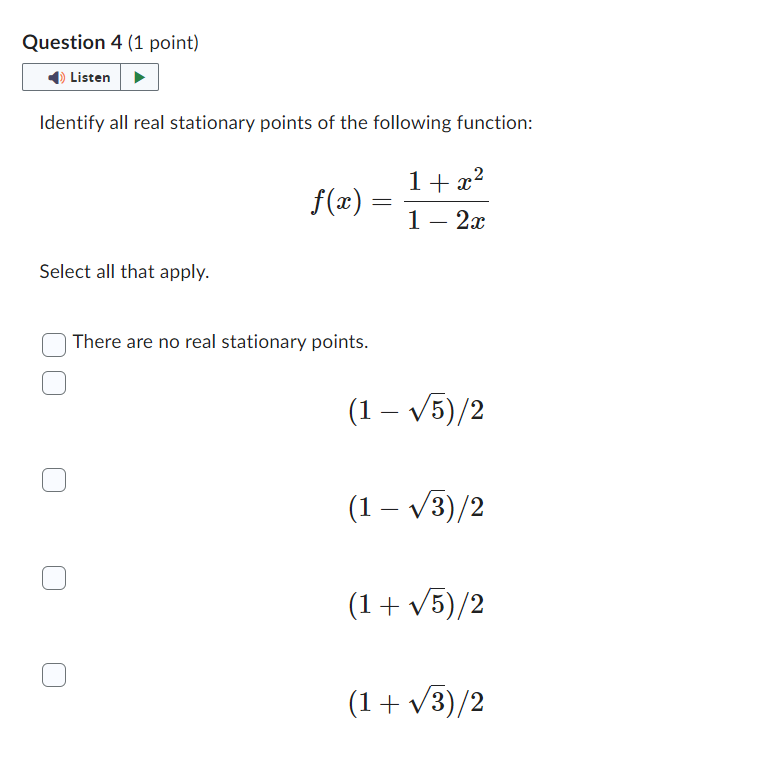 Identify all real stationary points of the following | Chegg.com