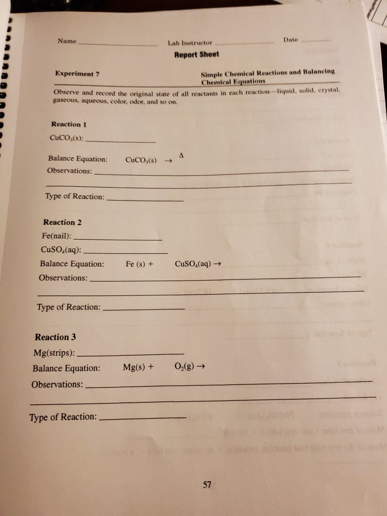 Solved Name Date Lab Instructor Report Sheet Experiment 7 8933