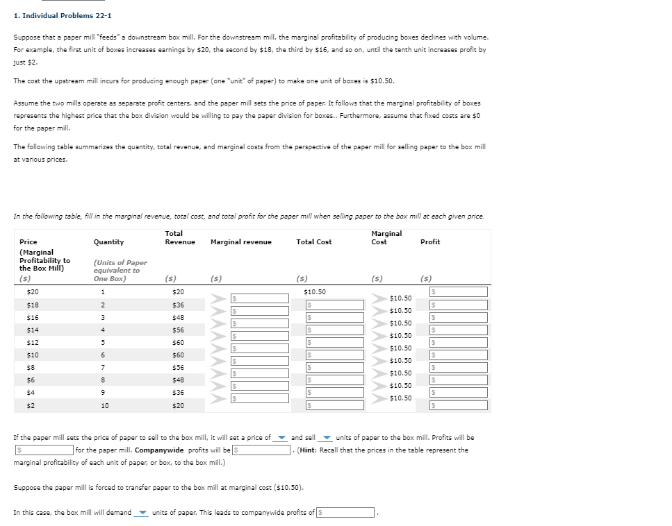Solved 1. Individual Problems 22-1 Suppose that a paper mill | Chegg.com