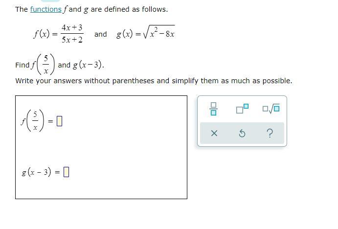 Solved The functions f and g are defined as follows. 4x +3 | Chegg.com