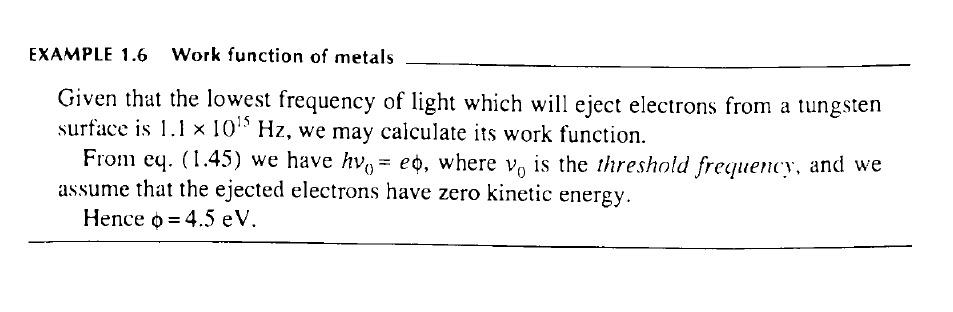 Solved EXAMPLE 1.6 Work function of metals Given that the | Chegg.com