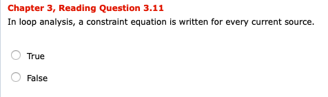 Solved Chapter 3, Reading Question 3.11 In loop analysis, a | Chegg.com
