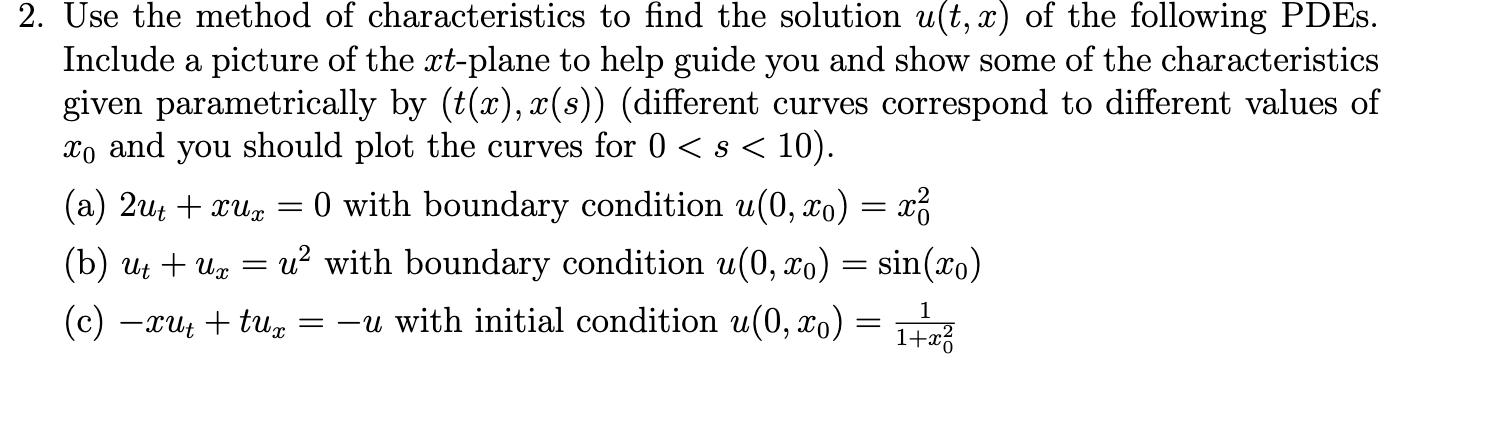Solved 2. Use the method of characteristics to find the | Chegg.com