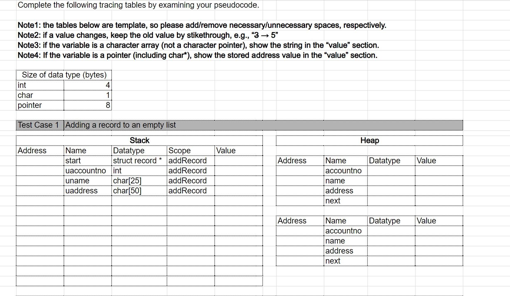 Solved Hello! I need help tracing this code using the tables | Chegg.com