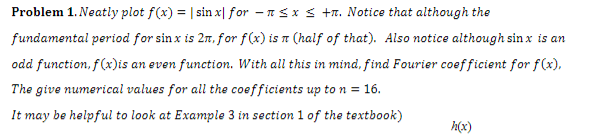 Solved Problem 1. Neatly plot f(x) = sin x for -1 | Chegg.com