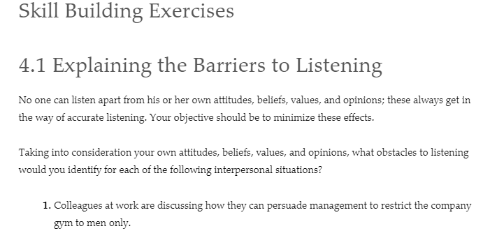 Solved Skill Building Exercises 4.1 Explaining the Barriers | Chegg.com