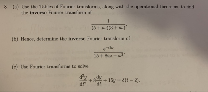 Solved (a) Use the Tables of Fourier transforms, along with | Chegg.com