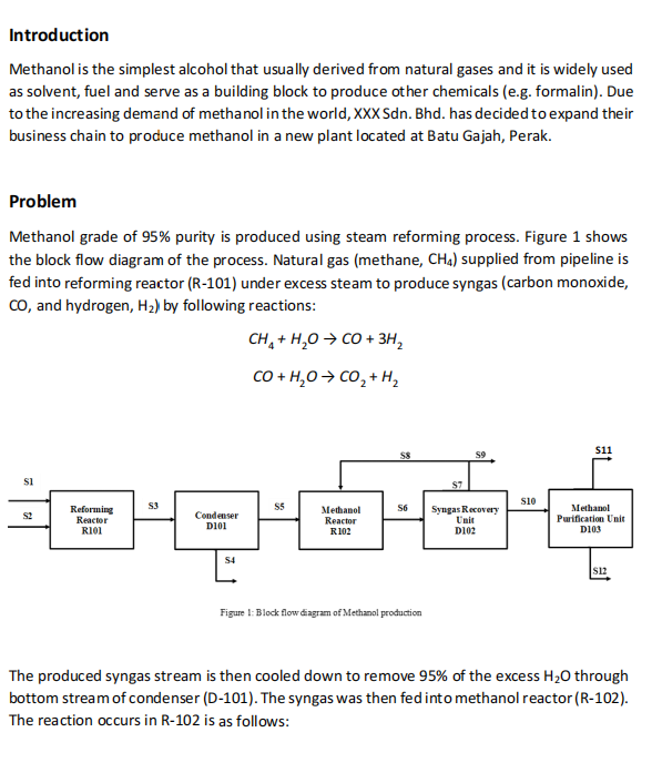 Introduction Methanol is the simplest alcohol that | Chegg.com
