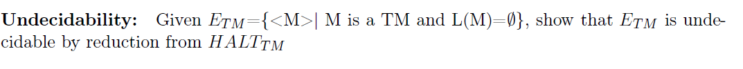 Solved Undecidability: Given ETM={| M is a TM and L(M)=b}, | Chegg.com