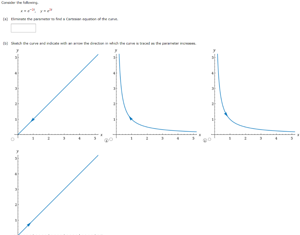 Solved Consider the following. x=e−2t,y=e2t (a) Eliminate | Chegg.com