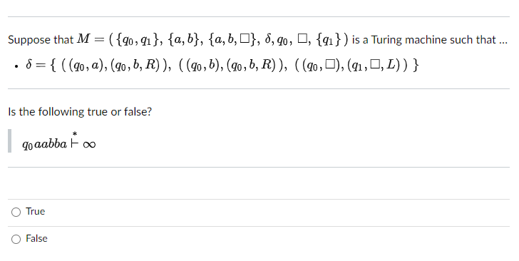 Solved Suppose that M=({q0,q1},{a,b},{a,b, },δ,q0, ,{q1}) is | Chegg.com