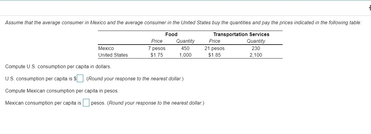 Solved Assume that the average consumer in Mexico and the | Chegg.com
