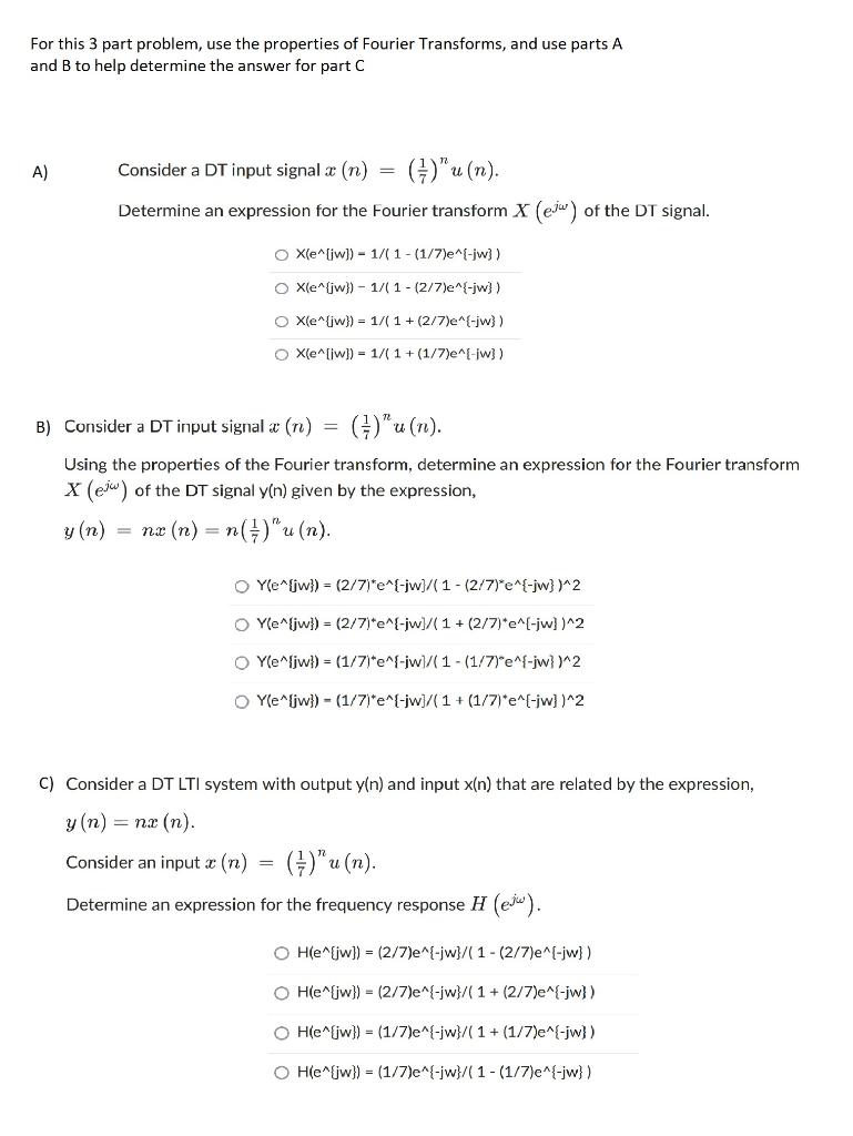 Solved For this 3 part problem, use the properties of | Chegg.com