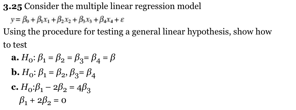Solved 3.25 Consider the multiple linear regression model | Chegg.com