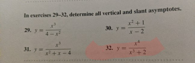 Solved In exercises 29-32, determine all vertical and slant | Chegg.com