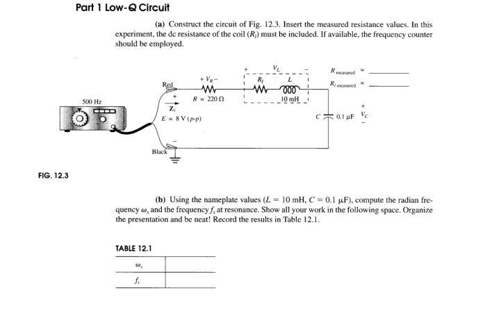 Solved Part 1 Low- Circuit (a) Construct the circuit of Fig. | Chegg.com