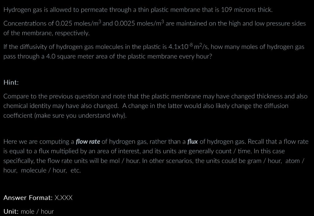 Solved Hydrogen gas is allowed to permeate through a thin | Chegg.com