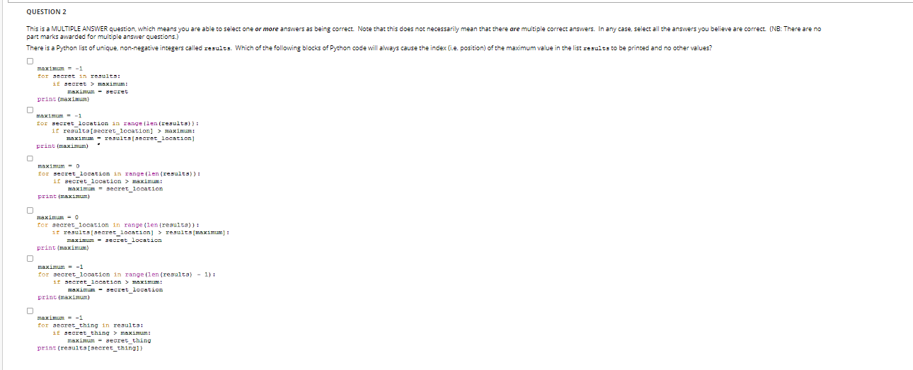 Solved part marks awarded for multiple answer questions.) | Chegg.com