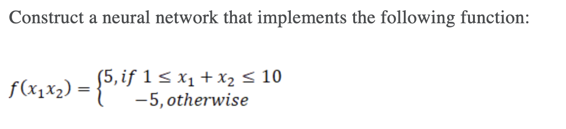 Solved Construct a neural network that implements the | Chegg.com
