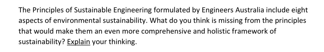 Solved The Principles of Sustainable Engineering formulated | Chegg.com