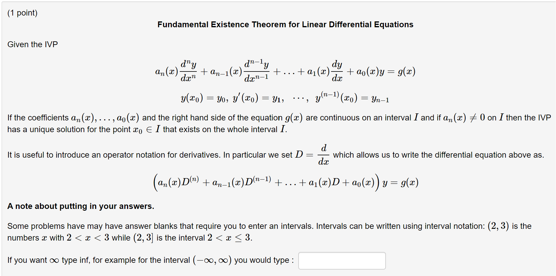 1 ﻿point Fundamental Existence Theorem For Linear