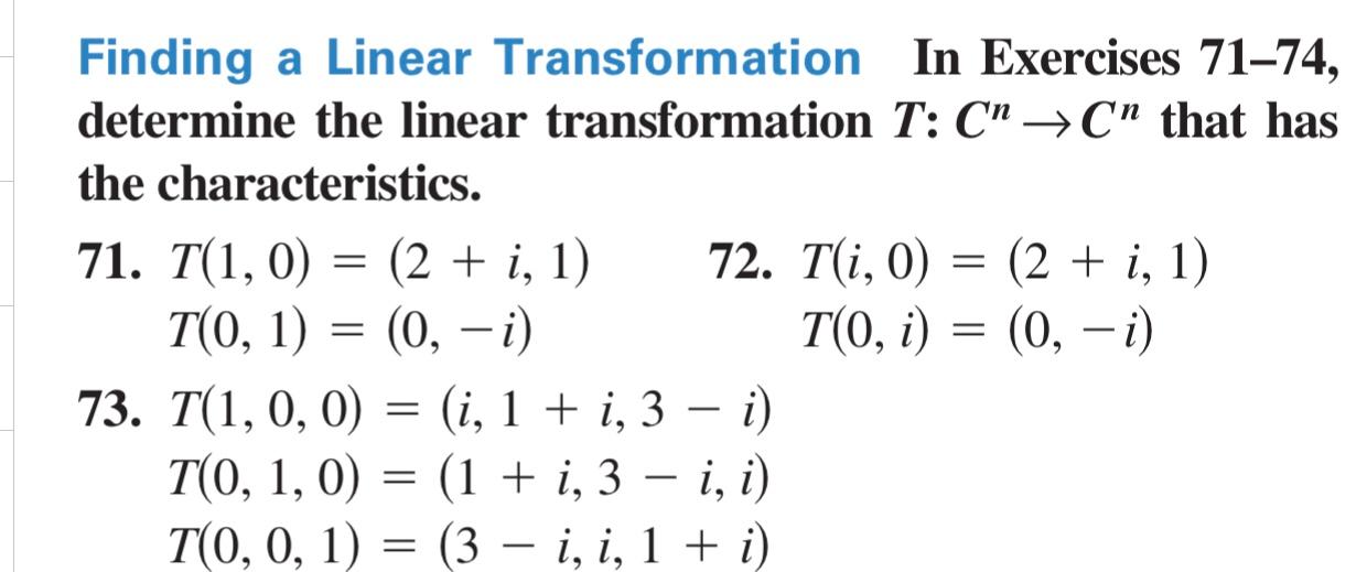 Solved Finding a Linear Transformation In Exercises 71–74, | Chegg.com