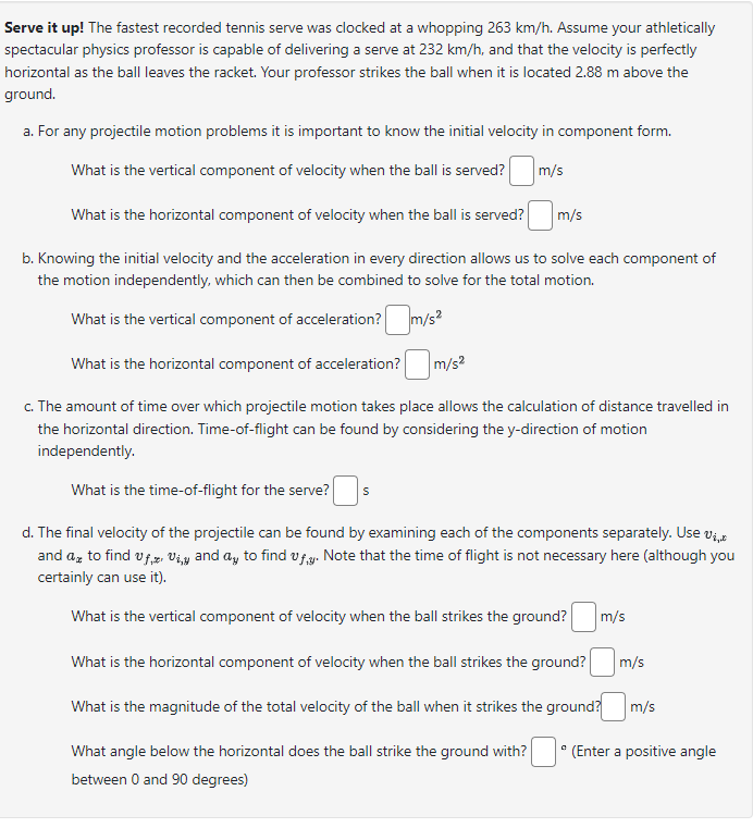 Solved a. For any projectile motion problems it is important | Chegg.com