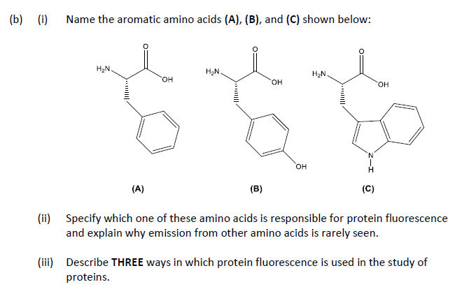 Solved (i) Name the aromatic amino acids (A), (B), and (C) | Chegg.com
