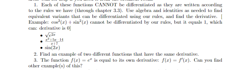 Solved 1. Each of these functions CANNOT be differentiated | Chegg.com