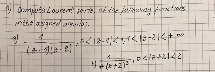 Solved º compute Laurent series of the following functions | Chegg.com