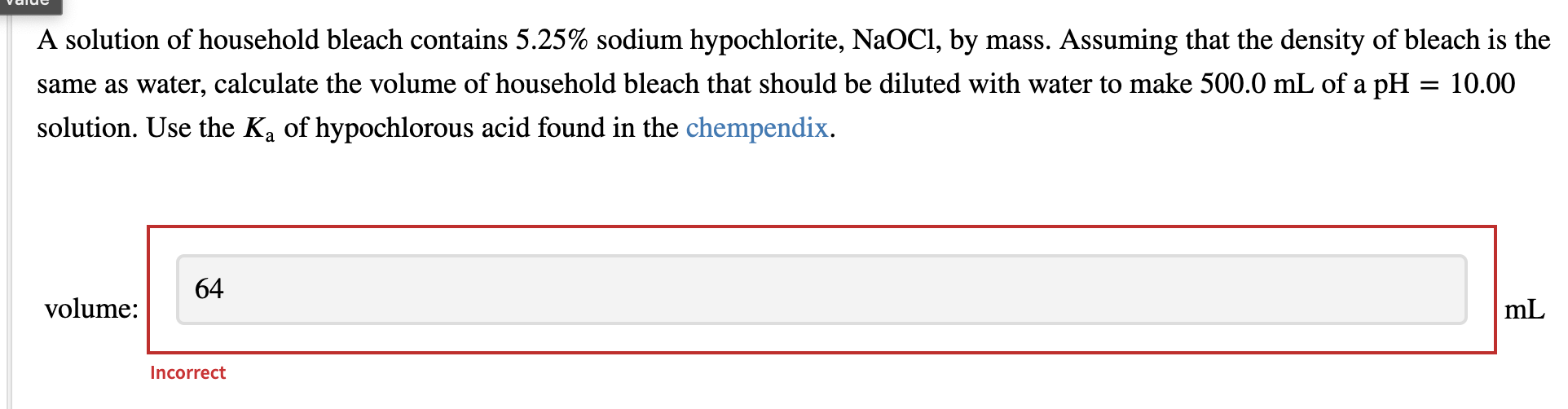 Solved A solution of household bleach contains 5.25% sodium | Chegg.com