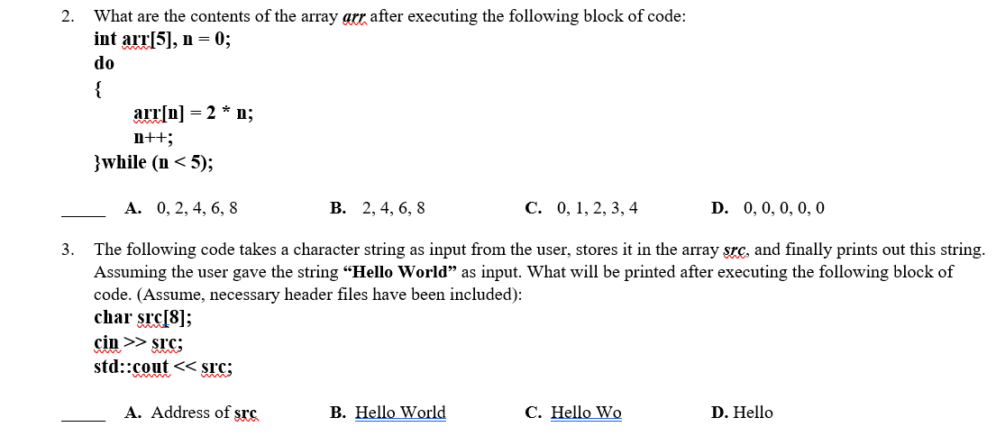 Solved 2. What are the contents of the array arr after | Chegg.com