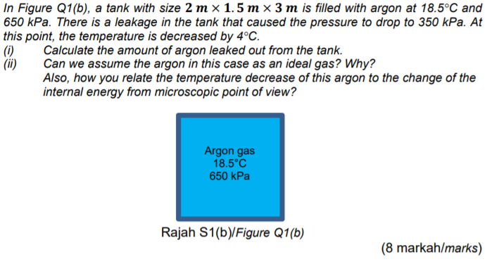 Solved In Figure Q1(b), a tank with size 𝟐 𝒎ൈ𝟏. 𝟓 𝒎ൈ𝟑 | Chegg.com
