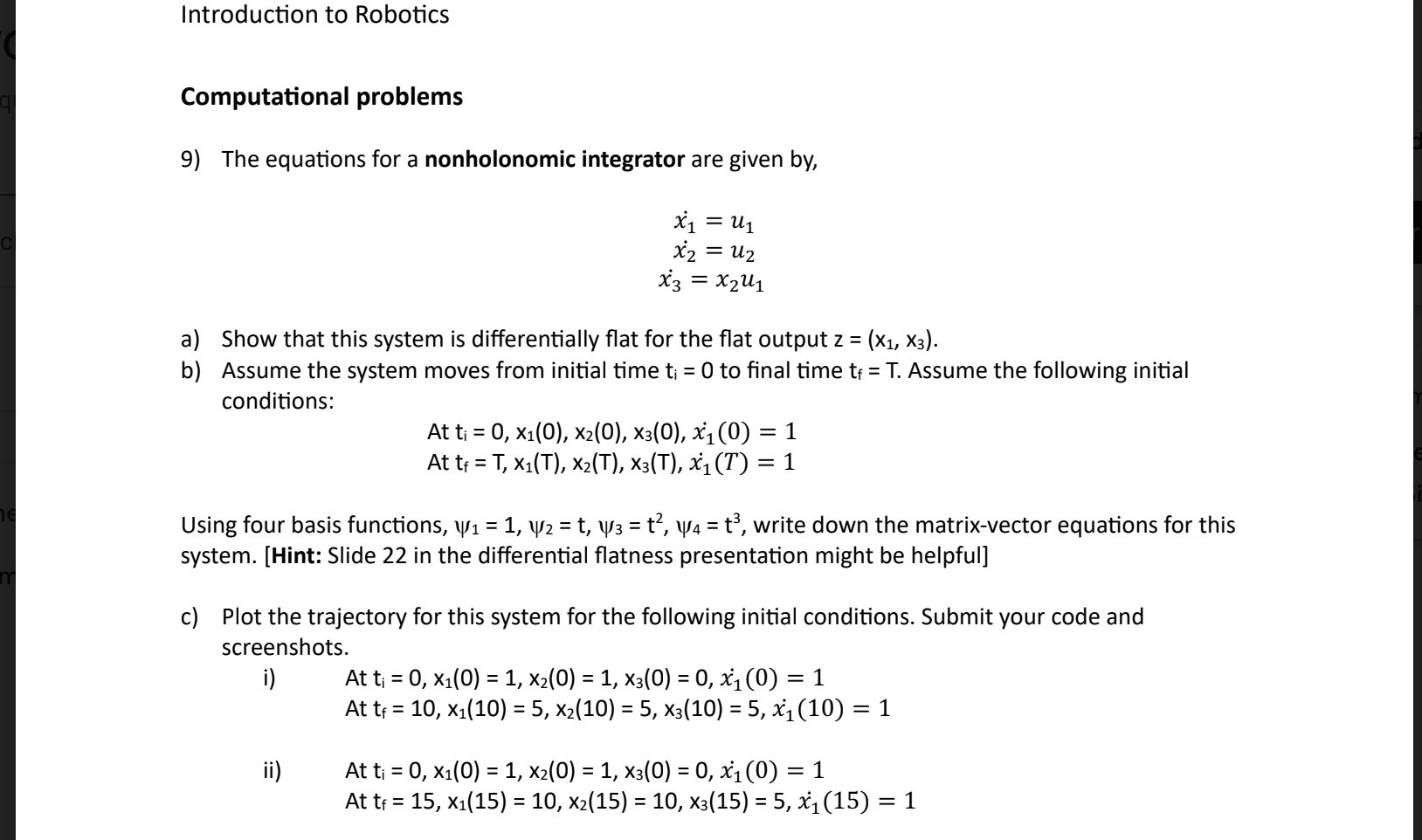 Solved Introduction to Robotics Computational problems 9) | Chegg.com