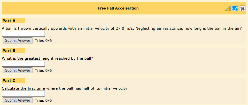 Solved Free Fall Acceleration Part A A ball is thrown | Chegg.com
