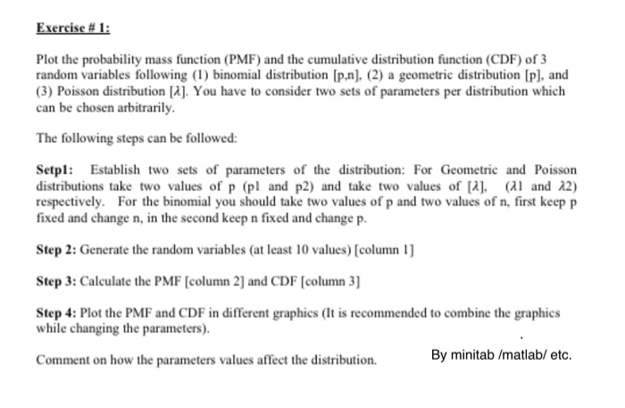 Solved Exercise Plot the probability mass function (PMF) and | Chegg.com
