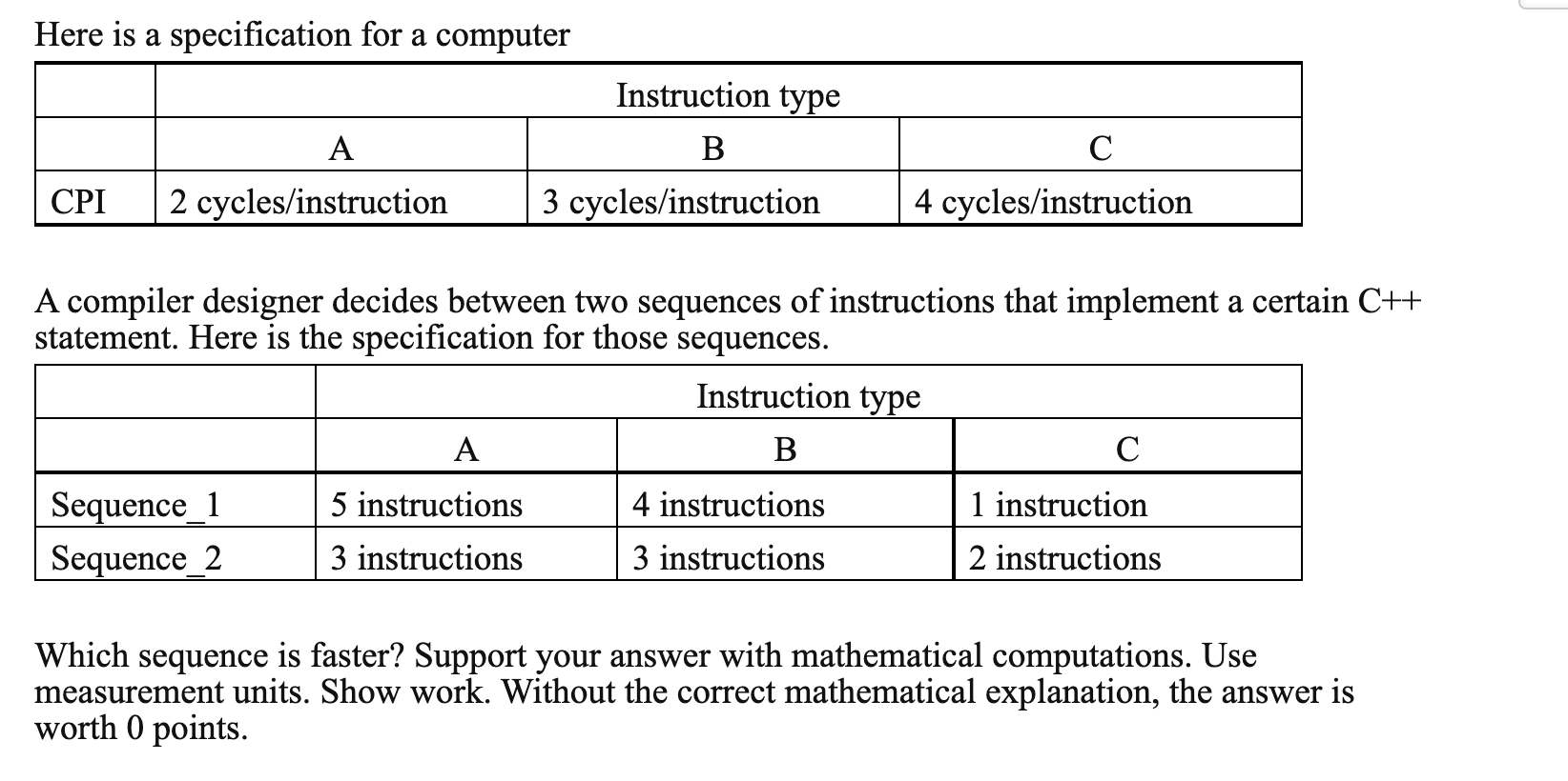 Solved Here is a specification for a computer Instruction | Chegg.com