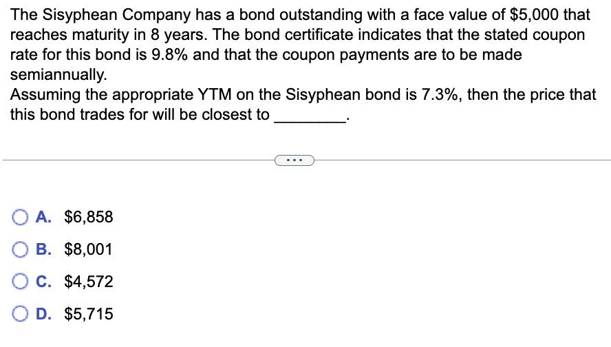 Solved The Sisyphean Company has a bond outstanding with a | Chegg.com