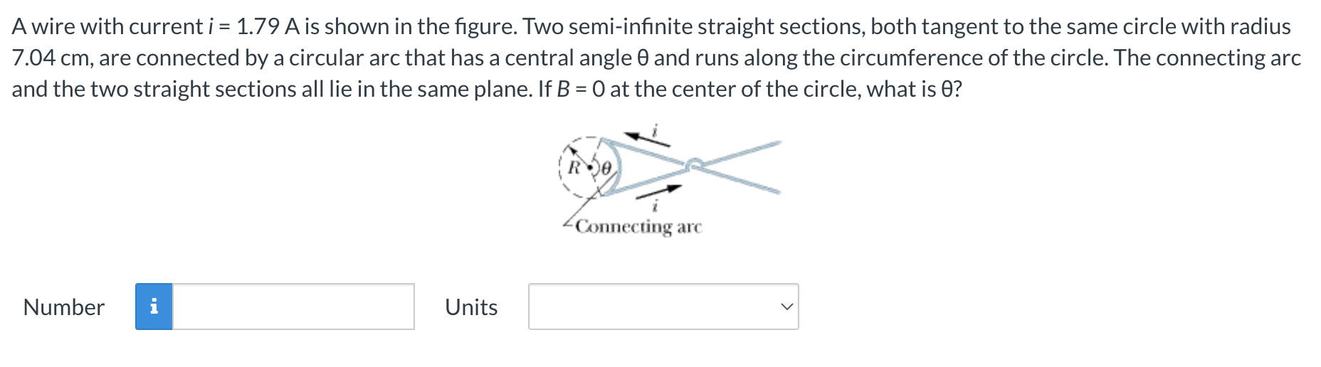 Solved A wire with current i=1.79 A is shown in the figure. | Chegg.com