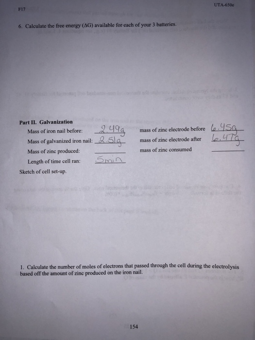 Solved F17 UTA-650e Name Section Date LAB REPORT EXPERIMENT | Chegg.com