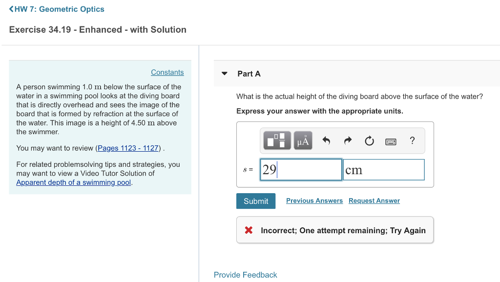 Solved HW 7: Geometric Optics Exercise 34.19 - Enhanced - | Chegg.com